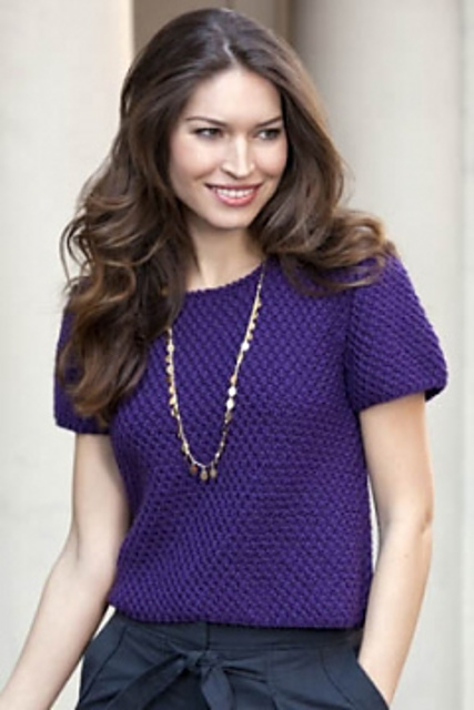 Ravelry: Ancona Moss-Stitch Tee pattern by FDC Design Studio