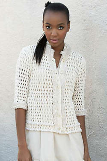 Ravelry: Ruffle-Edged Eyelet Jacket pattern by Teresa Chorzepa