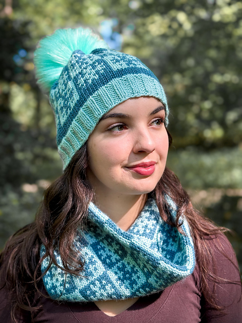 Ravelry: Winter Windowpanes Hat & Cowl pattern by Tanis Gray