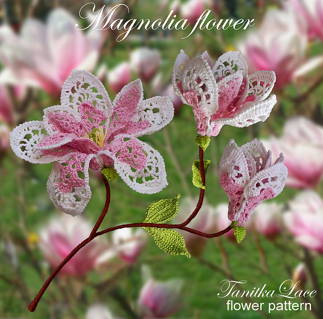 Ravelry: Tashatan740's Magnolia flower Crochet pattern with photo tutorial