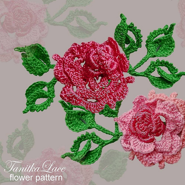 Ravelry: Tashatan740's Roses pattern. Crochet flower applique