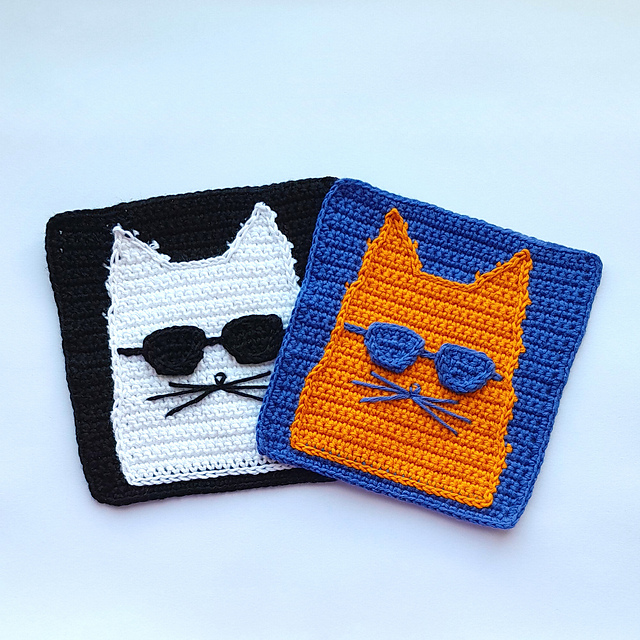 Ravelry: Intarsia Square Cat pattern by Tetiana Bukreieva