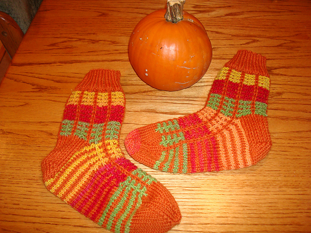 Ravelry: Pumpkin Slip Stitch Socks pattern by Mary Lou Egan