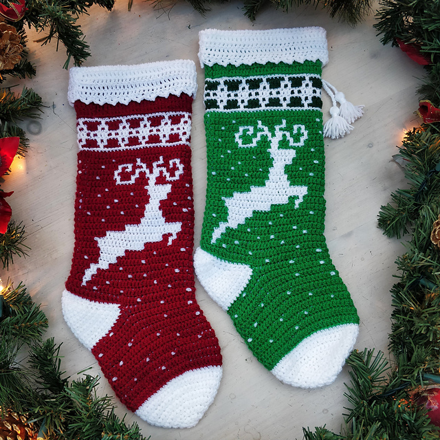 Ravelry: Reindeer Christmas Stocking pattern by Pippa Everett
