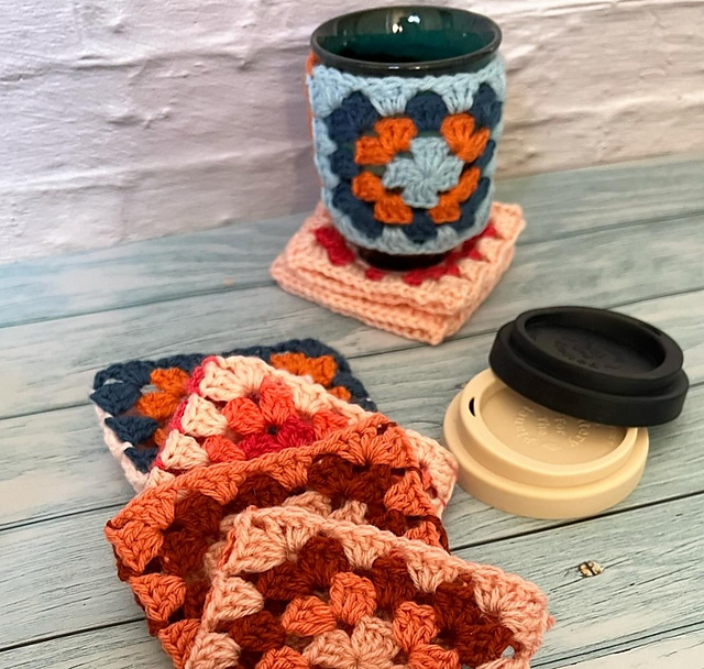 Ravelry: Granny Stash Buster Cup Cosy pattern by The Crochet Fix