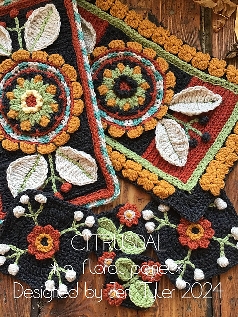 Ravelry: CITRUSDAL Floral Panel pattern by The Floral Hook