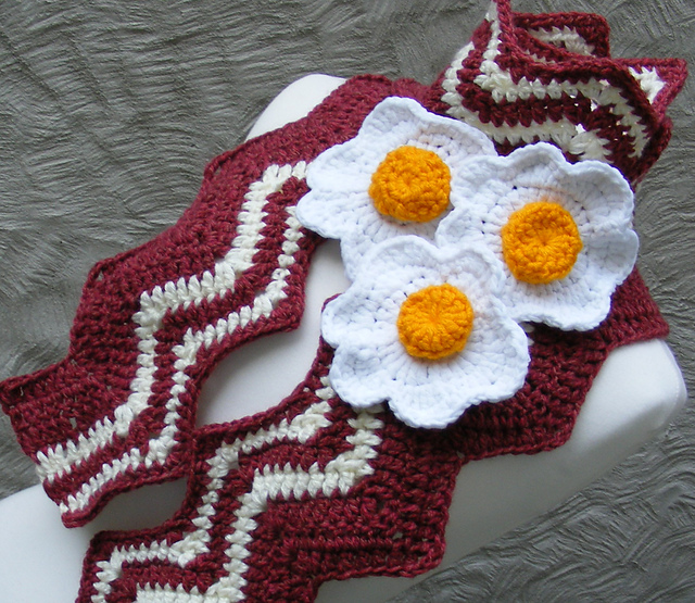Ravelry: TheHappyCrocheter's Bacon and Egg Scarf pattern by Ann Parri