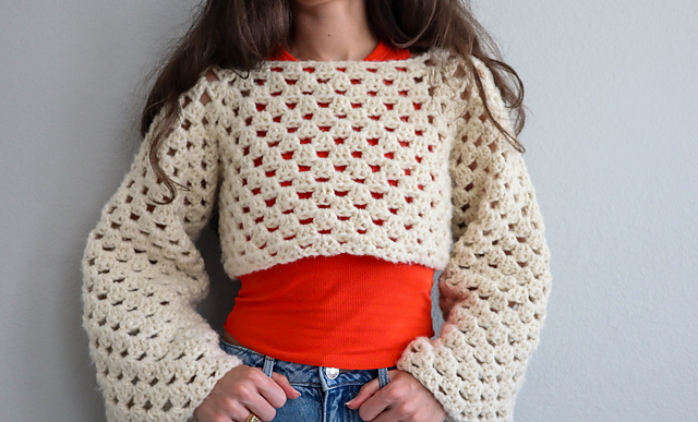 Ravelry: Granny Stitch Crop Sweater pattern by Michelle Greenberg