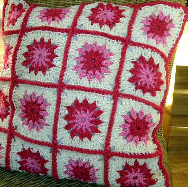 Ravelry: Pink Posy Cushion Cover pattern by The Sunroomuk