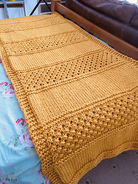 Ravelry: Lace Stripe Bed Runner and Blanket pattern by Knit Sew Make