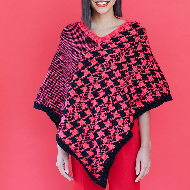 Ravelry: Poppin' Houndstooth Poncho pattern by Paintbox Yarns