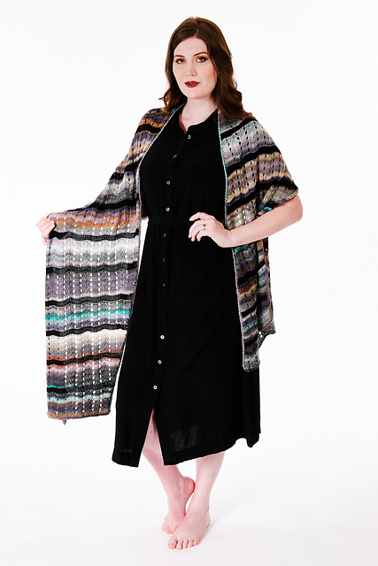 Ravelry: 6101C Diagonal Eyelet Zig-Zag Wrap pattern by Barry Klein