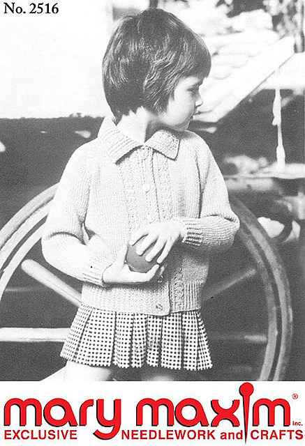 Ravelry: Cable Cardigan with Collar #2516 pattern by Mary Maxim