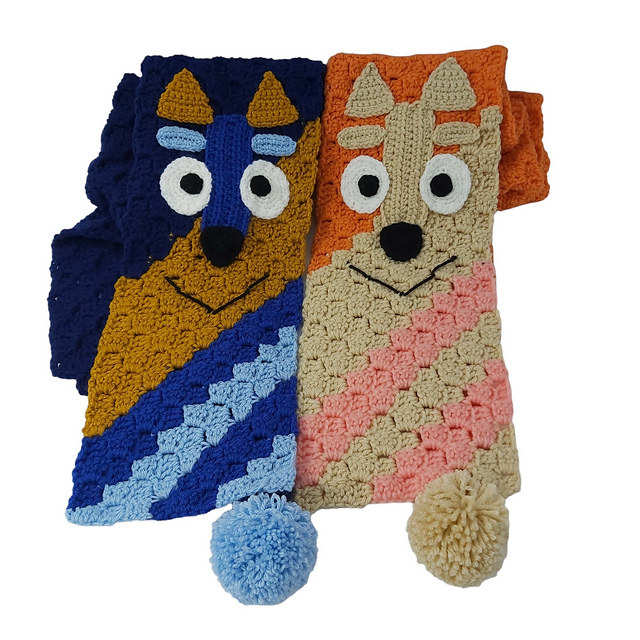 Ravelry: Blue and Orange Dogs Scarf C2C pattern by Sheila Browning