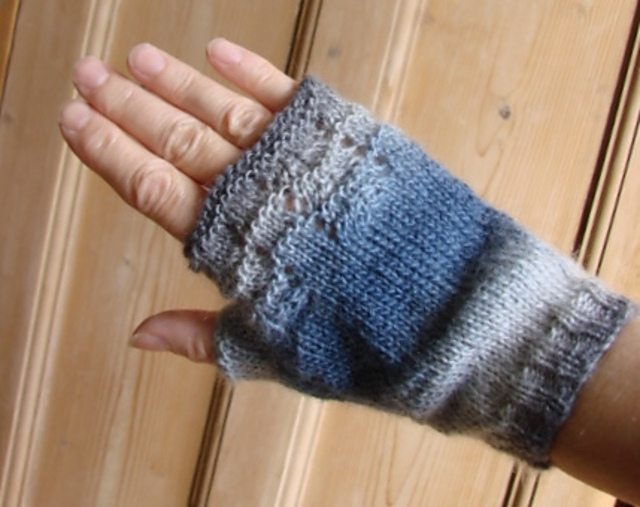 Ravelry: Plain fingerless mitts with top lacy panel pattern by Twisted ...