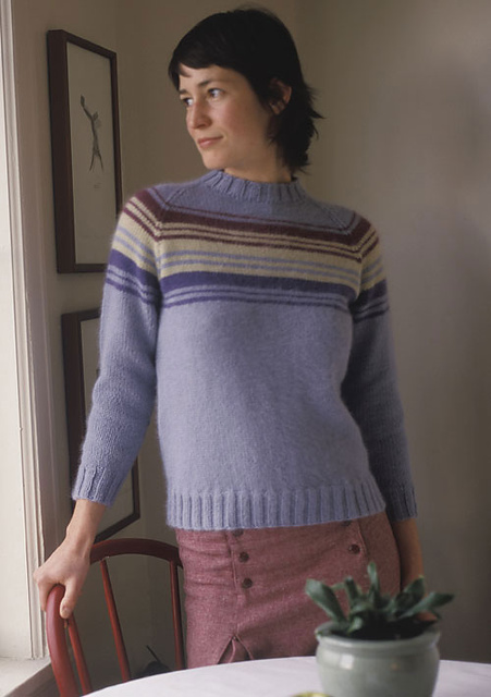 Ravelry: Striped Angora Raglan pattern by Ann Budd
