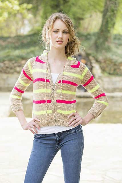 Ravelry: Neon Striped Hoodie pattern by Universal Yarn