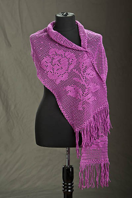 Ravelry: Winter Rose Filet Wrap pattern by Universal Yarn