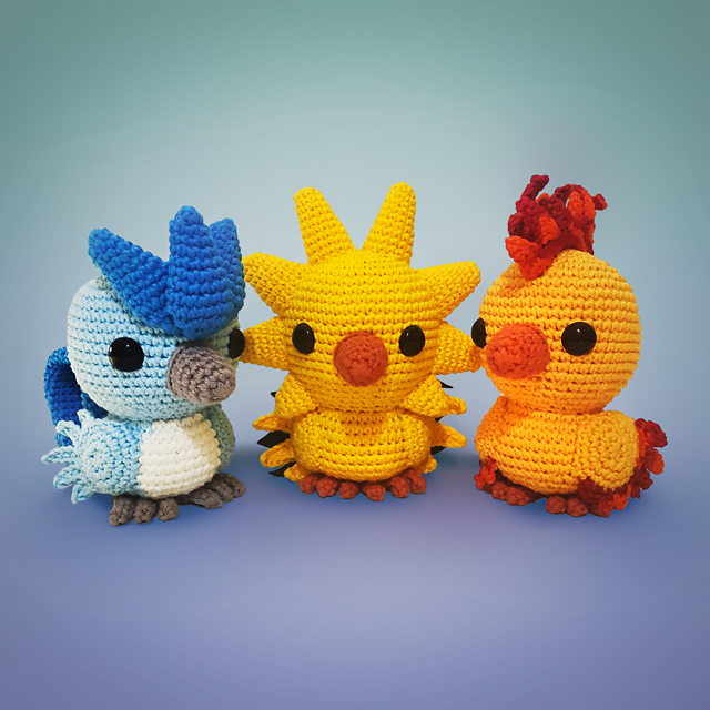 Ravelry: Articuno, Zapdos & Moltres pattern by Erin Kim