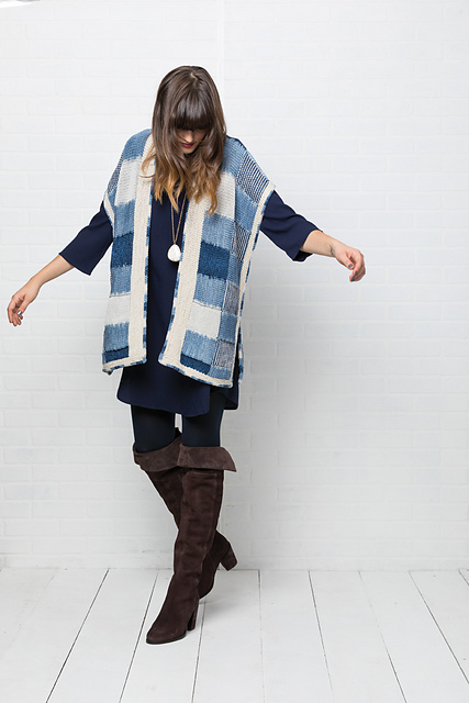 Ravelry: INDIGO & IVORY BOXES RUANA pattern by Laura Bryant