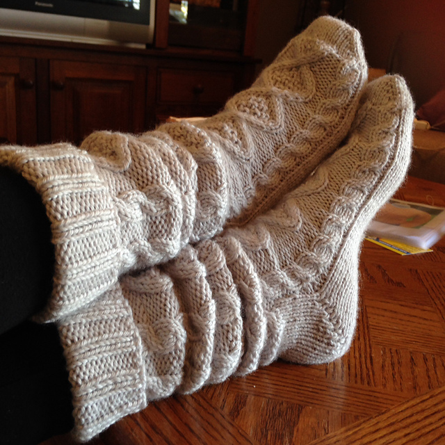 Ravelry: Smooshy Cable Socks, using Fish Lips Kiss Heel pattern by ...