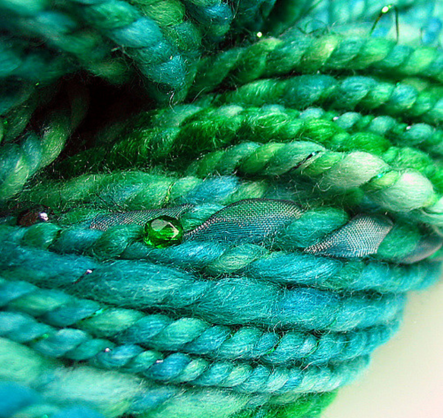Ravelry: Weird&Twisted Handspun Silk & Wool ArtYarn w/Beads