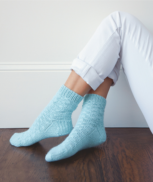 Ravelry: Woven Ladders Bed Socks pattern by Wendy Bernard