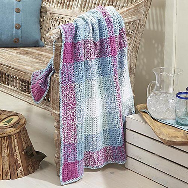 Ravelry: Pretty 'n Plaid Picnic Blanket pattern by Willow Yarns Design Team