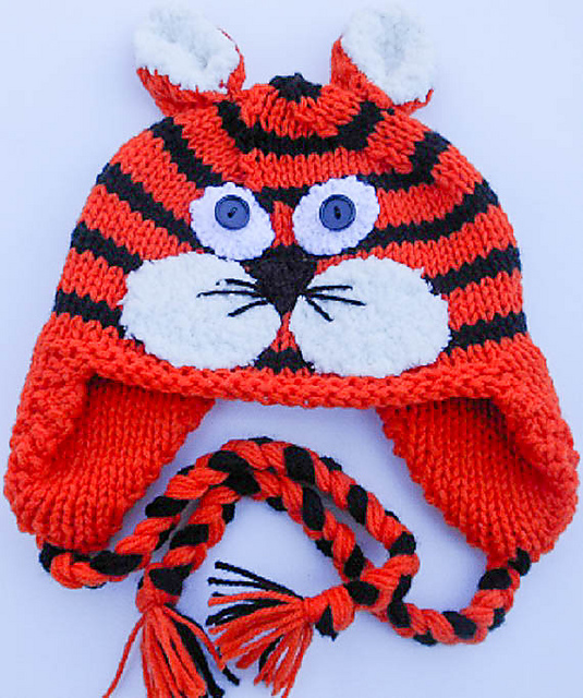 Ravelry: Tiger Cat Animal Hat knit pattern by Wistfully Woolen