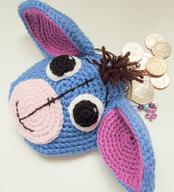Ravelry: Eeyore Donkey Animal Coin Purse pattern by Wistfully Woolen
