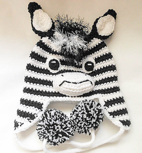 Ravelry: Zebra Earflap Hat pattern by Wistfully Woolen