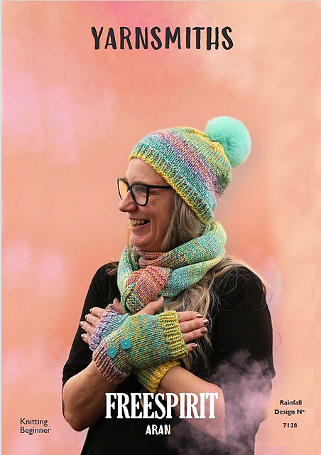 Ravelry: Rainfall Hat, Scarf and Mitts Set - 7128 pattern by Yarnsmiths