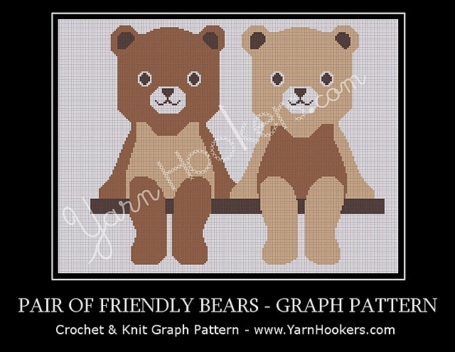 Ravelry: Pair of Friendly Teddy Bears Chart pattern by YARNHOOKERS.COM