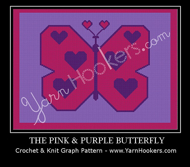 Ravelry: Pink & Purple Heart Butterfly Chart pattern by YARNHOOKERS.COM