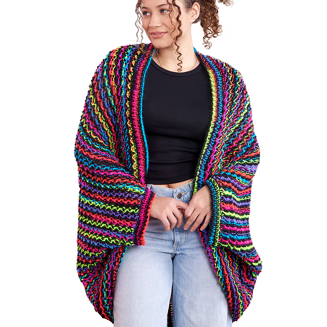 Ravelry: Striped Snuggle Cocoon Cardi pattern by Red Heart Design Team
