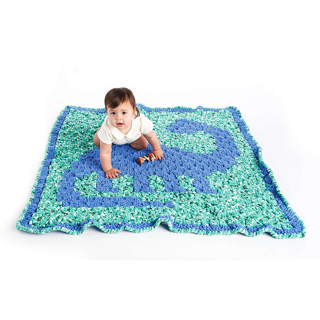 Ravelry: C2C Dino Blanket pattern by Yarnspirations Design Studio