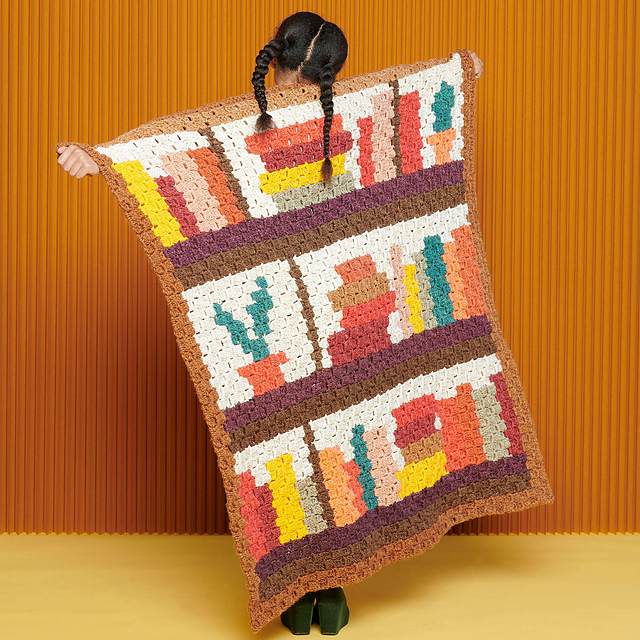 Ravelry: C2C Bookcase Blanket pattern by Yarnspirations Design Studio
