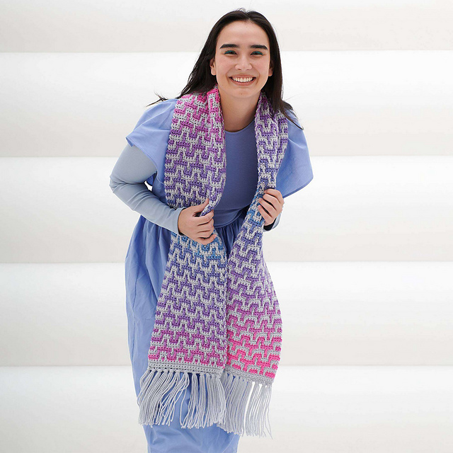 Ravelry: Mosaic Scarf pattern by Yarnspirations Design Studio