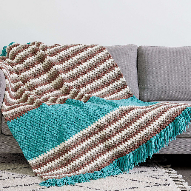 Ravelry: Color Block Stripes Blanket pattern by Yarnspirations Design ...