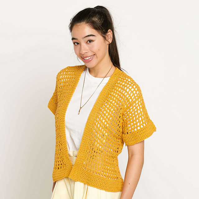 Ravelry: We Mesh Well Cardigan pattern by Yarnspirations Design Studio