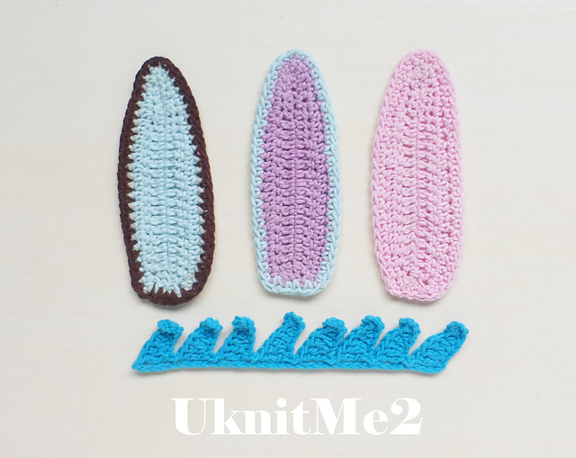 Ravelry: Surf Board & Waves Crochet Applique pattern by U Knit Me 2