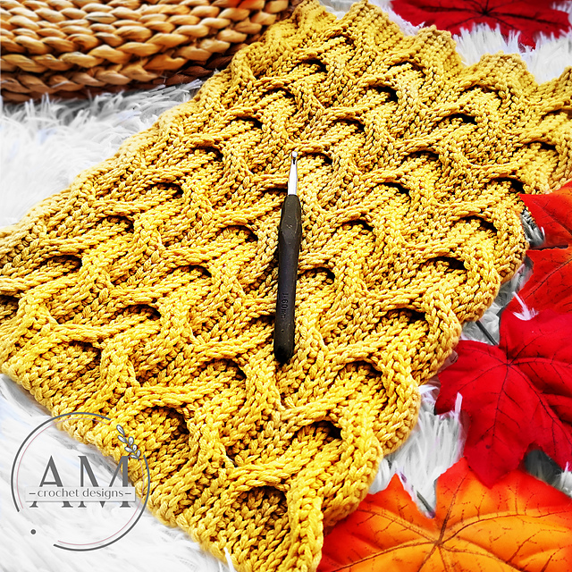 Ravelry: MIRRORED CABLES stitchery pattern by Adriana M.