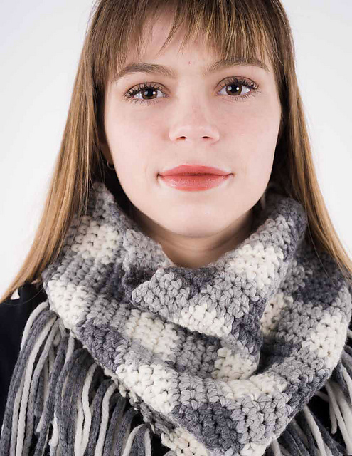 Ravelry: Monochrome Plaid Scarf pattern by The Firefly Hook