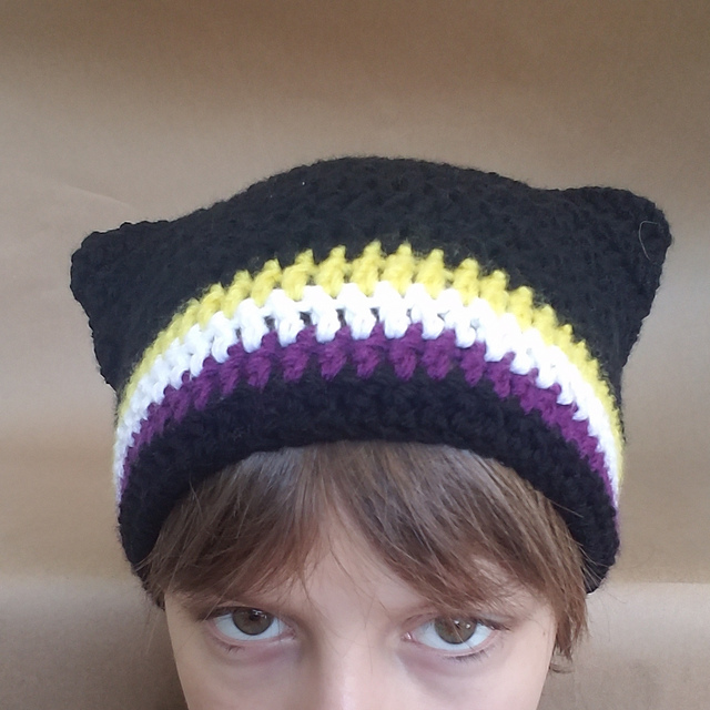 Ravelry: pride cat ear beanie pattern by Amelia Rowley