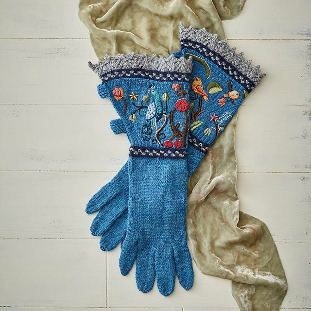 Ravelry: Gauntlet Gloves to Knit and Embroider pattern by Vicki Square