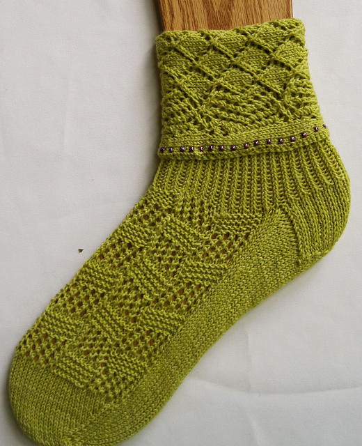 Ravelry: Clydebank Beaded Cuff Socks pattern by Linda Lehman