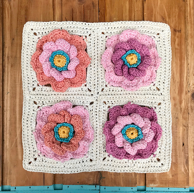 Ravelry: 3D Flower Motif pattern by Annelies Baes