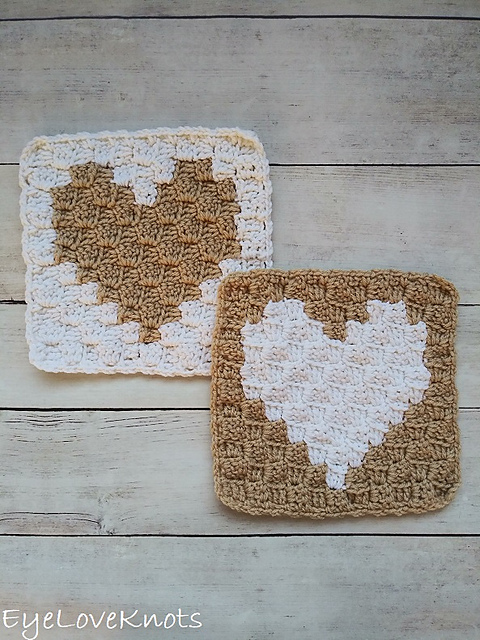 Ravelry: C2C Enamored Heart Square pattern by Alexandra of EyeLoveKnots ...