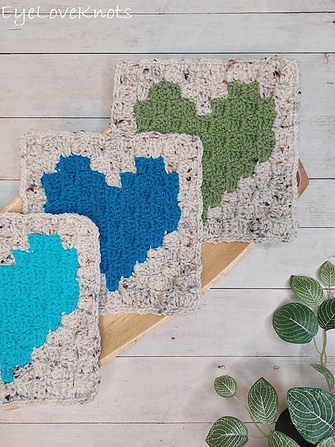 Ravelry: C2C Enamored Heart Square pattern by Alexandra of EyeLoveKnots ...