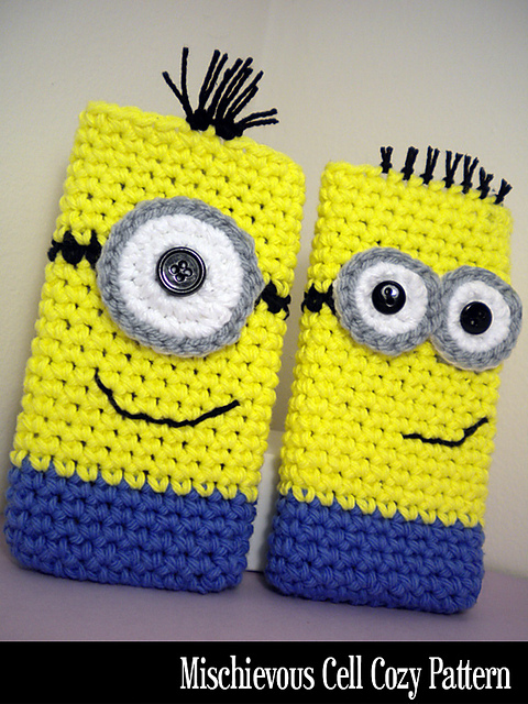 Ravelry: Mischievous Minion Cell Cozy pattern by Aunt Janet's Designs
